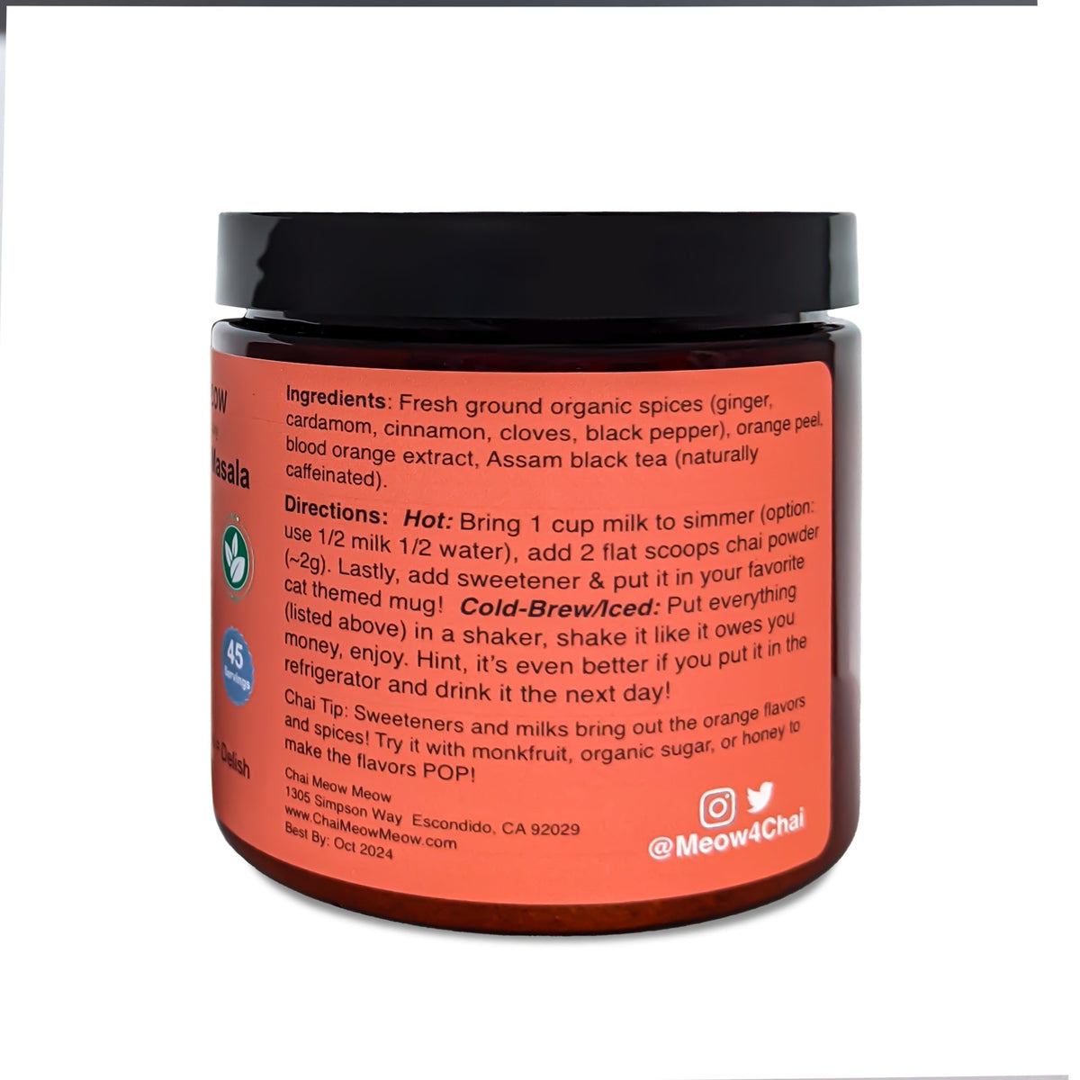 Blood Orange Chai Masala Powder (45 Servings), from Chai Meow Meow